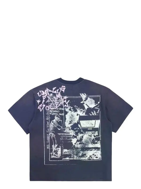 BOREDOM KILLS Graphic-print Distressed T-shirt - Blue