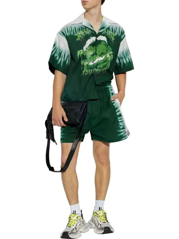 Balenciaga Cotton Tie-dye Shorts - Green