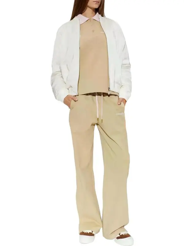 Casablanca Logo Embroidered Long-sleeve Polo Sweater - Neutrals