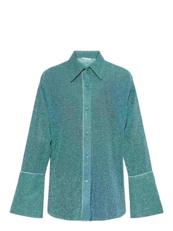 Oseree Glitter-effect Long Sleeve Shirt - Blue