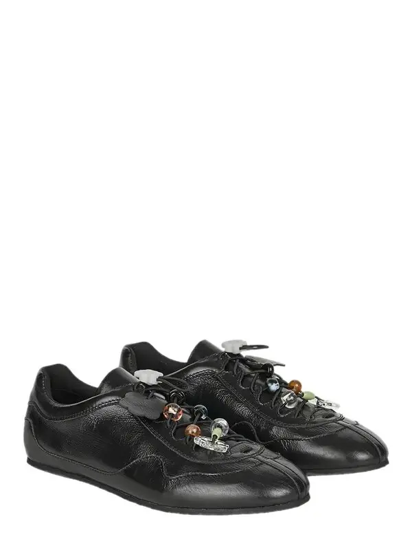 Cecilie Bahnsen Blaise Bead-embellished Leather Low-top Sneakers - Black
