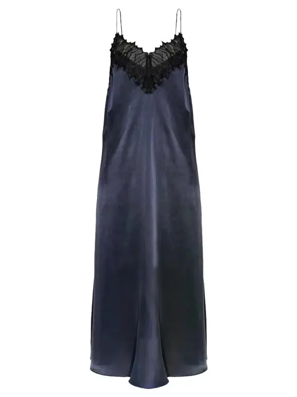 IRO PARIS Lace Trim Midi Dress - Blue