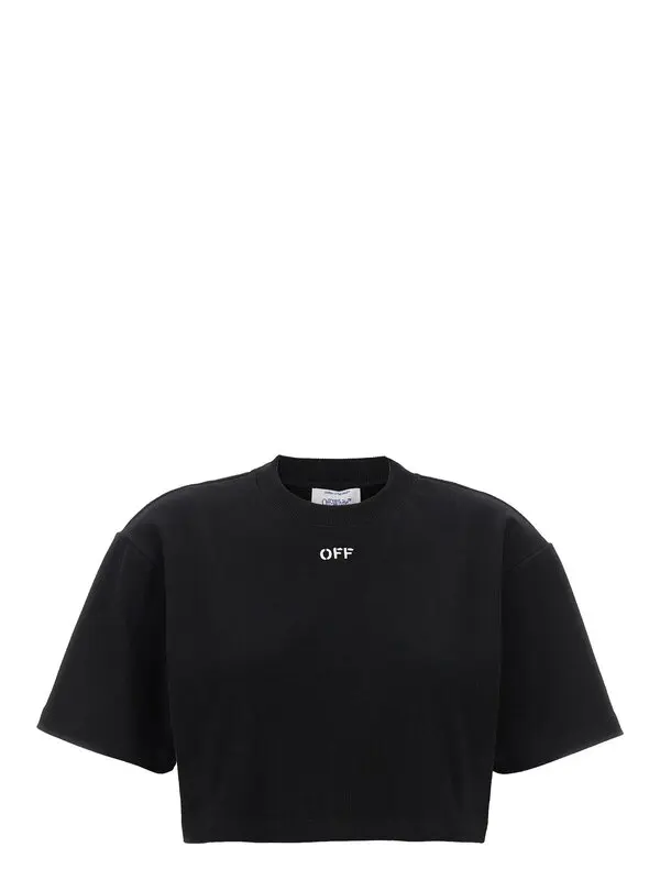 Off-White Off Stamp Cropped T-shirt - Black