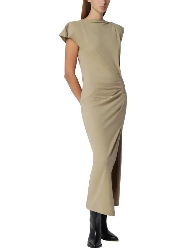 Isabel Marant Étoile Draped Jersey Dress With Embroidered Logo - Silver
