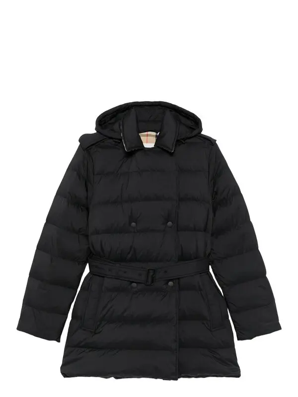 Burberry Belted Quilted Down Coat - Black
