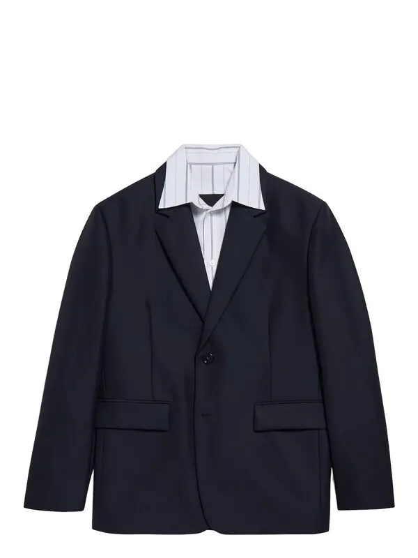 Balenciaga Hybrid Shirt Jacket In Starch Regenerative Wool Twill - Blue