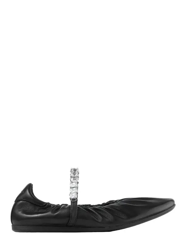 JIMMY CHOO Jade Ballerina With Crystal Embellishment - Black