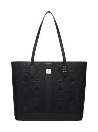 Mcm Medium Liz Shopper In Embossed Monogram Leather - Black