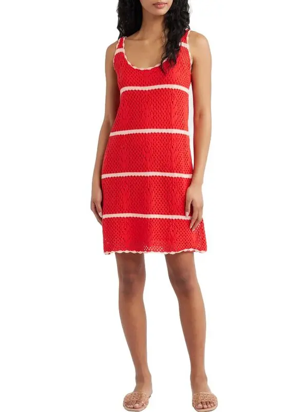 FRNCH Rosaria Stripe Pointelle Minidress - Rouge