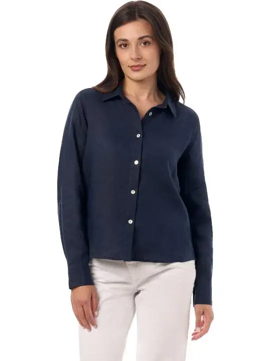 Equipment Long Sleeve Linen Shirt - Marine