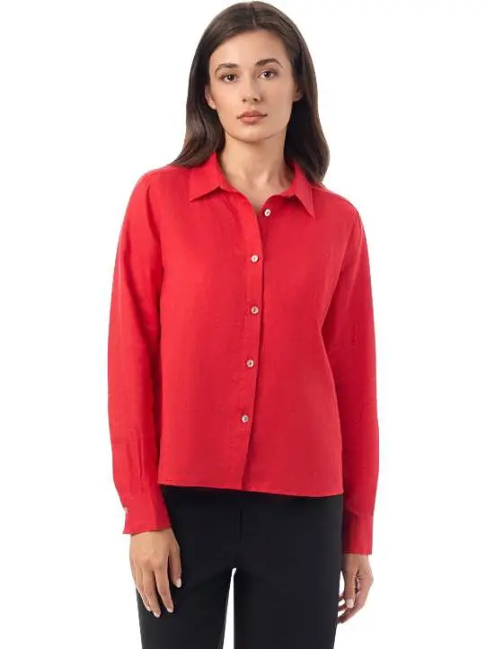 Equipment Long Sleeve Linen Shirt - Poppy