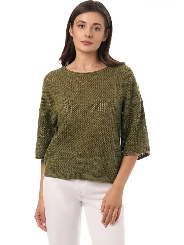 Equipment Mesh Elbow Sleeve Sweater - Summer Olive