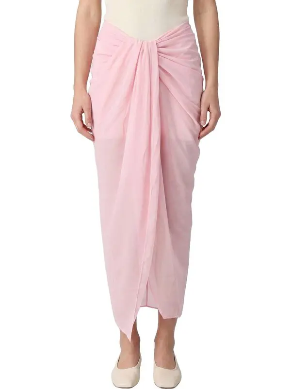 Jacquemus Draped Jersey Pencil Midi Skirt With Asymmetric Hem - Pink