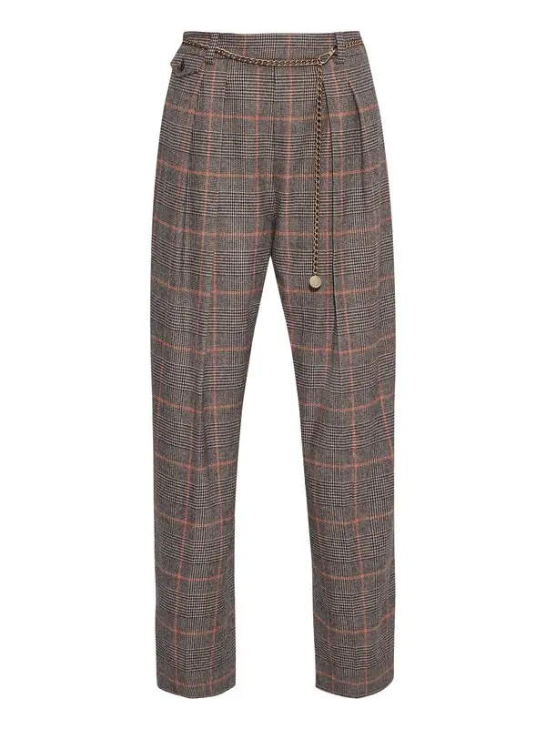 Cara Cara Emerson Plaid Tapered Trousers With Chain Belt - Odette Plaid