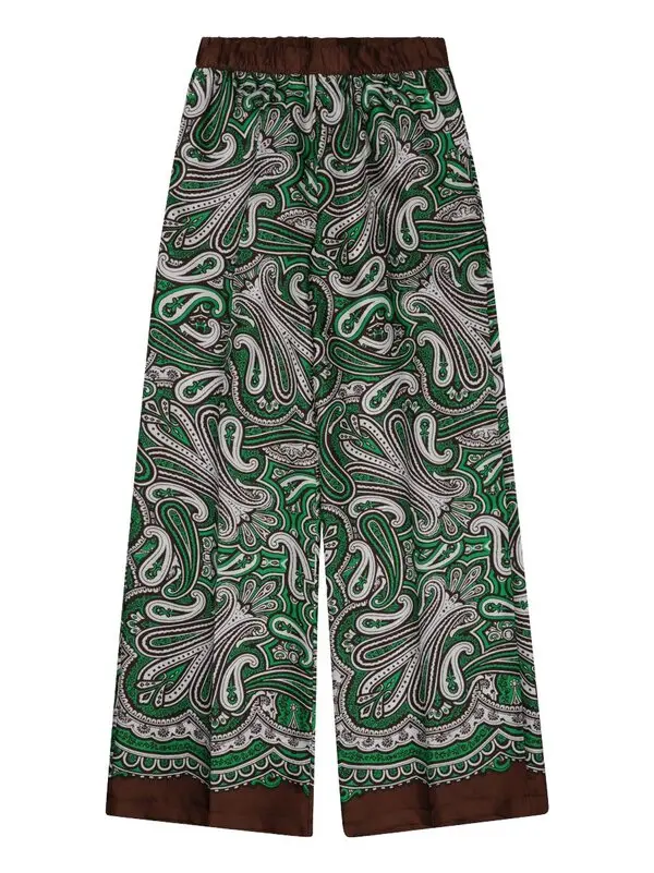 P.a.r.o.s.h Silk Paisley Print Wide Leg Trousers - Green