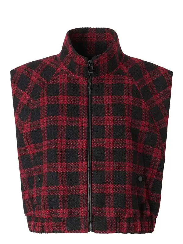 Pinko Plaid Zip-front Sleeveless Vest - Nero/rosso