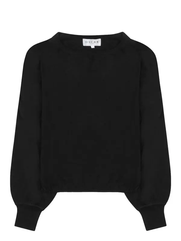 OSCAR THE COLLECTION Satin-blend Knit Top - Black