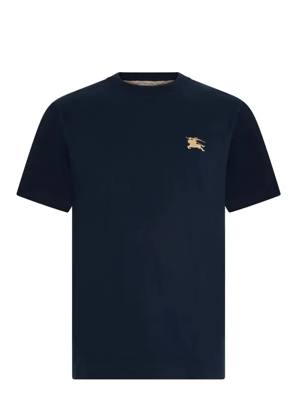 Burberry Cotton T-shirt With Embroidered Logo - Blue