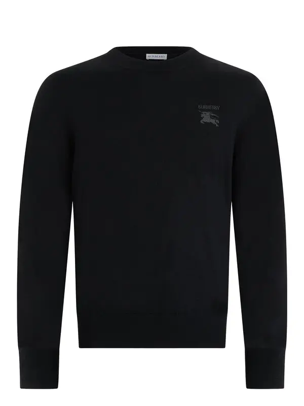 Burberry Wool Crewneck Sweater With Discreet Logo - Black