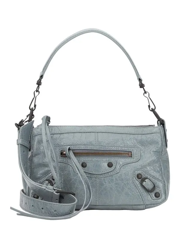 Balenciaga Le City Moto Mini Lambskin Shoulder Bag - Grey