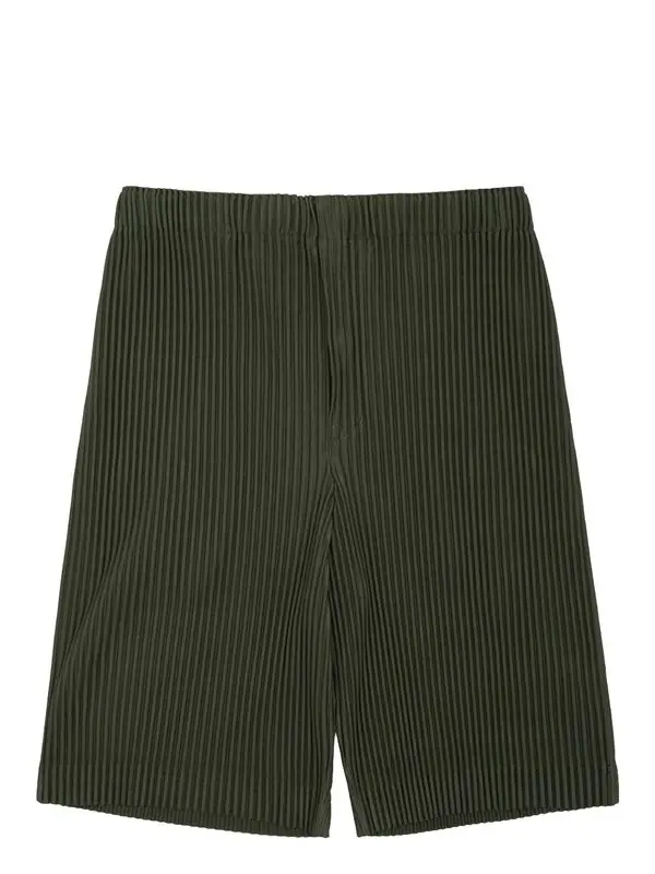 Issey Miyake Pleated Polyester Tailored Shorts - Green