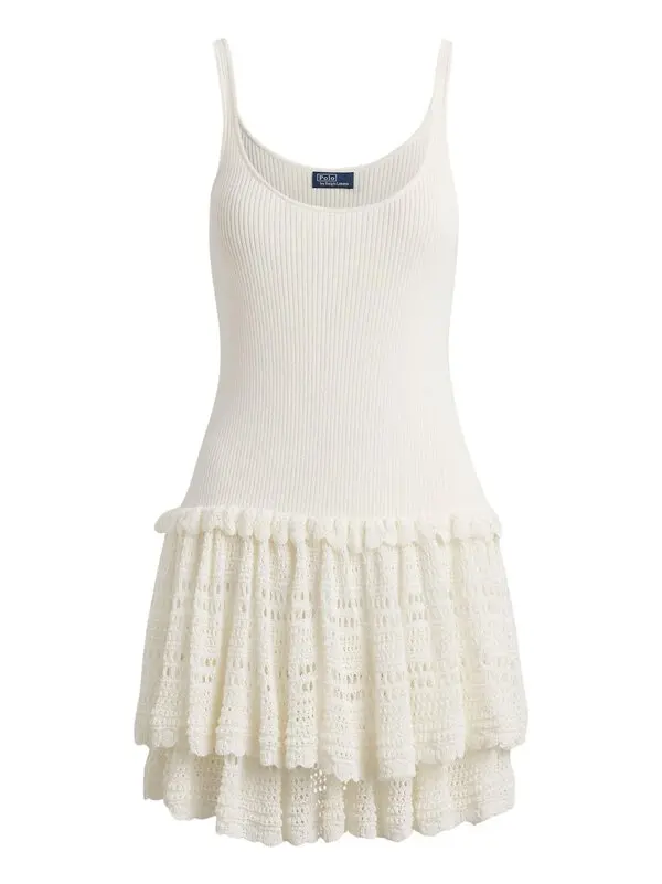 Ralph Lauren Textured Knit Top With Crochet Skirt - White