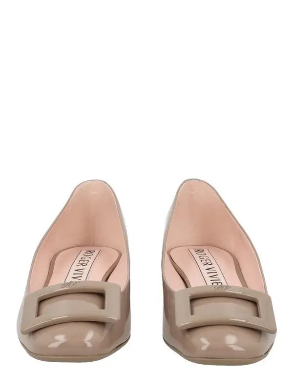 ROGER VIVIER Ballerina Flats In Vernice With 2.5 Cm Heel - Beige