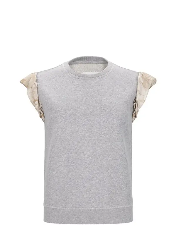MAISON MARGIELA Cotton & Silk Soft-touch Sweatshirt With Ruffled Sleeves - Grey