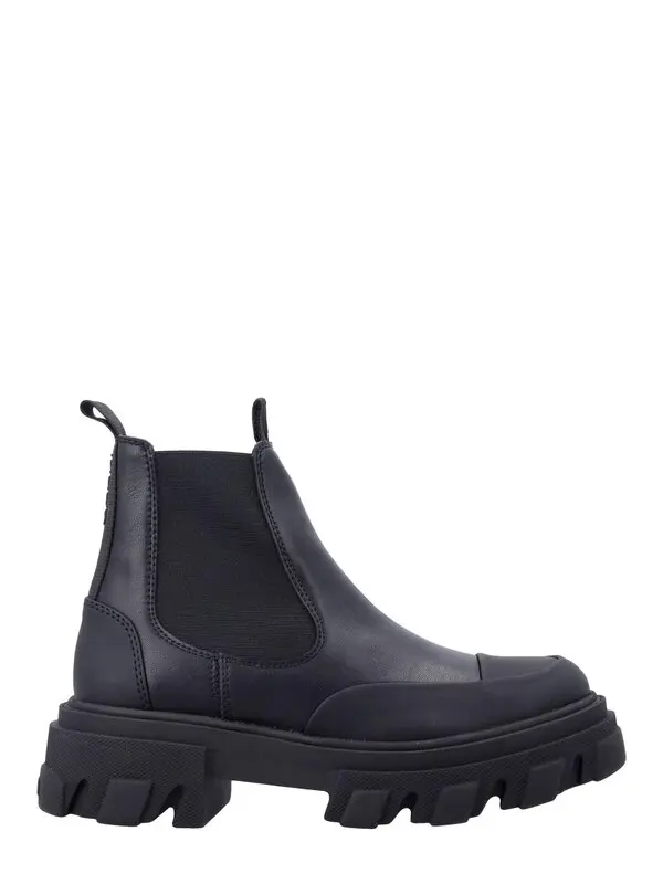 GANNI Black Leather Chelsea Boots With Chunky Rubber Sole - Nero