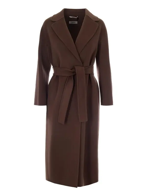 Max Mara Virgin Wool Belted Coat - Fango