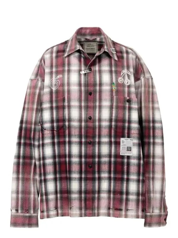 Mihara Yasuhiro Embroidered Plaid Button-up Shirt - Black