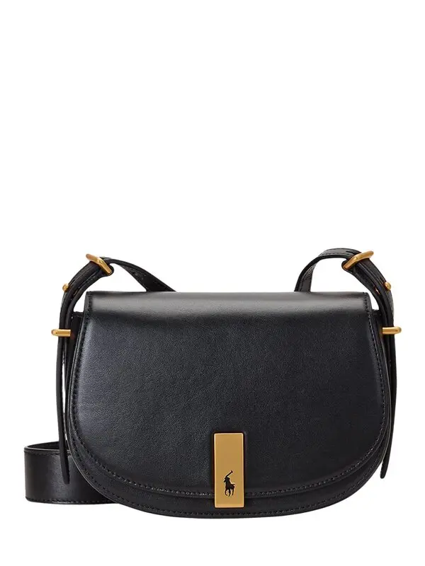 Ralph Lauren Leather Crossbody Bag With Flap Closure - Black