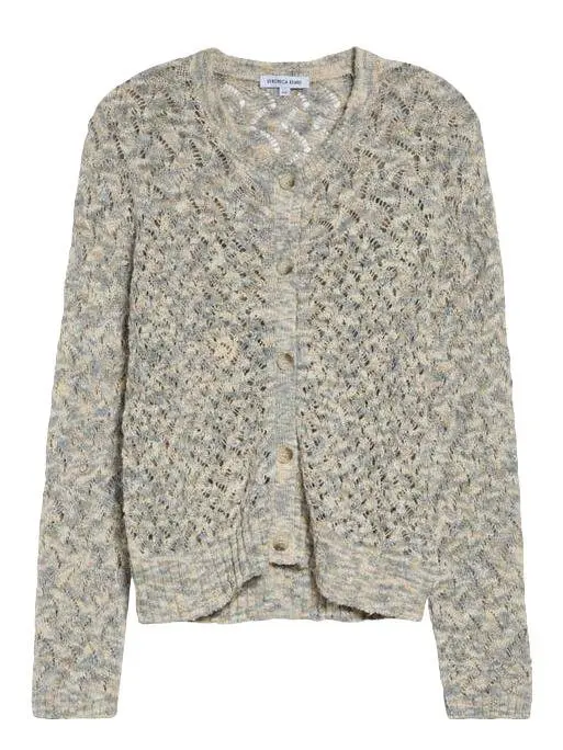 Veronica Beard Drummond Semisheer Cotton Blend Cardigan - Dove Multi