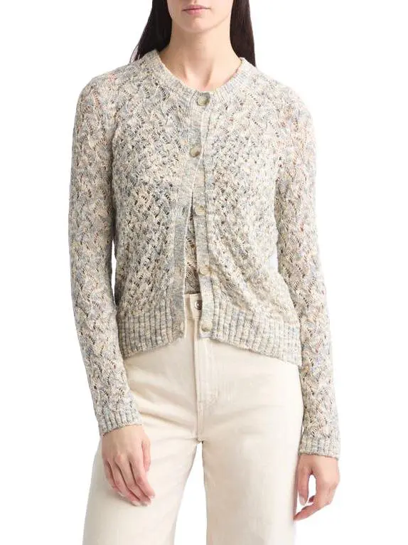 Veronica Beard Drummond Semisheer Cotton Blend Cardigan - Dove Multi