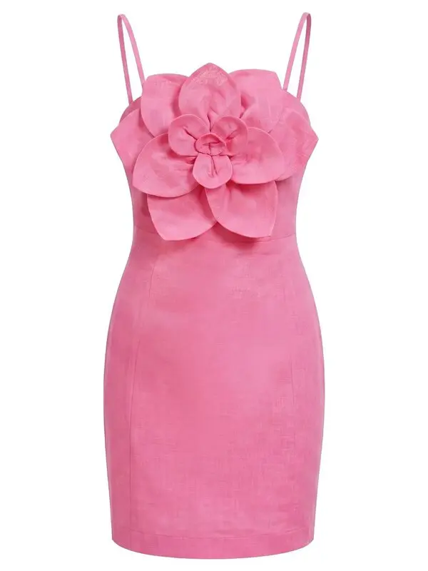 Yumi Kim Alina Linen Dress With Floral Detail - Pink