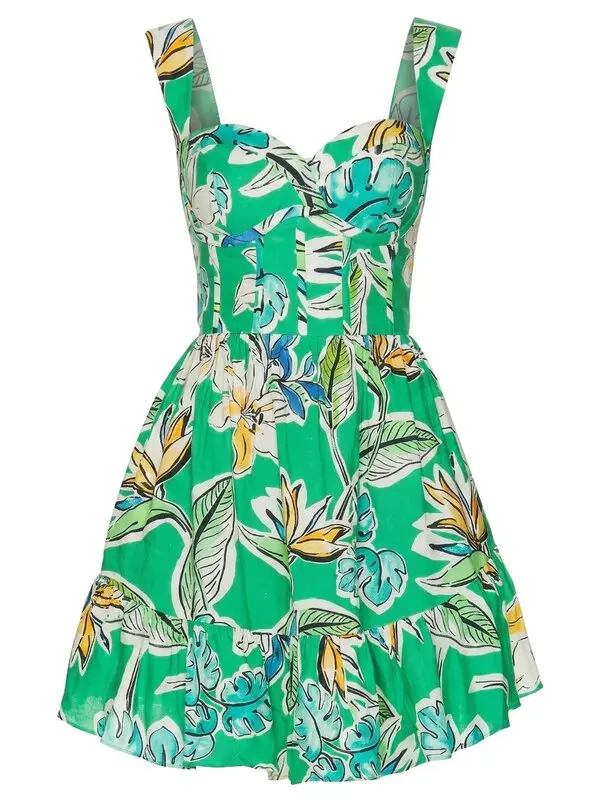 Yumi Kim Sylvia Mini Dress In Tropical Print - Green