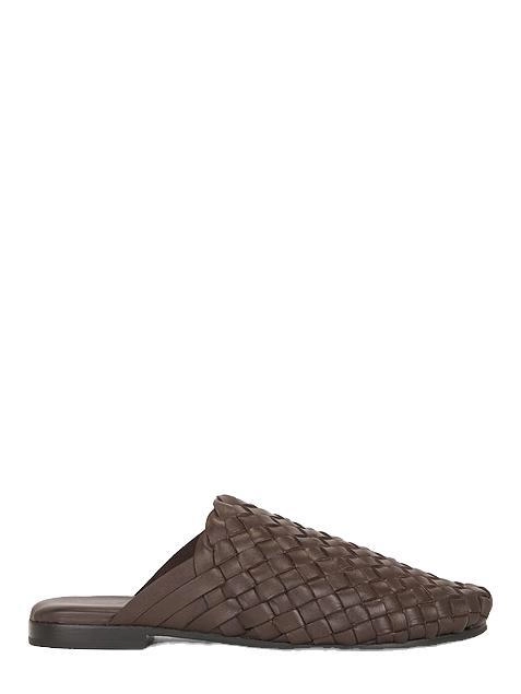 ST. AGNI Woven Leather Slide - Chocolate