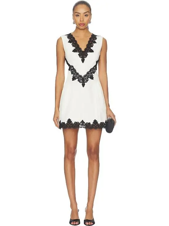 Simkhai Minna Sleeveless Lace Trim Mini Dress - Ivory Multi