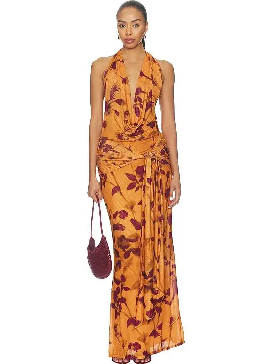 ESPECIA Napali Printed Maxi Dress - Yellow