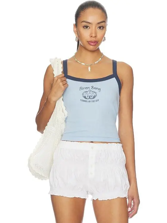 Daydreamer Siren Song Pointelle Tank Top - Blue Combo