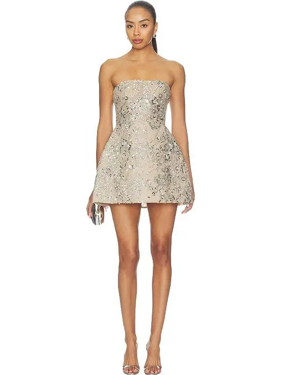 BRONX BANCO Venetian Maraya Strapless Mini Dress - Silver