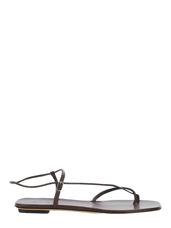 Soeur Flat Leather Sandals With Ankle Strap - Brown