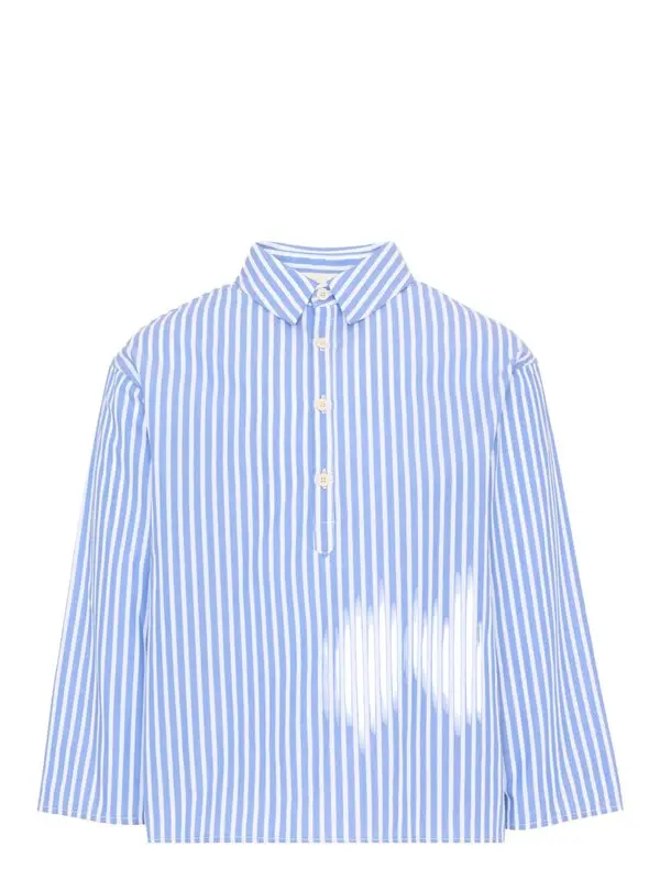 DOUUOD Striped Shirt With Classic Collar - Light Blue