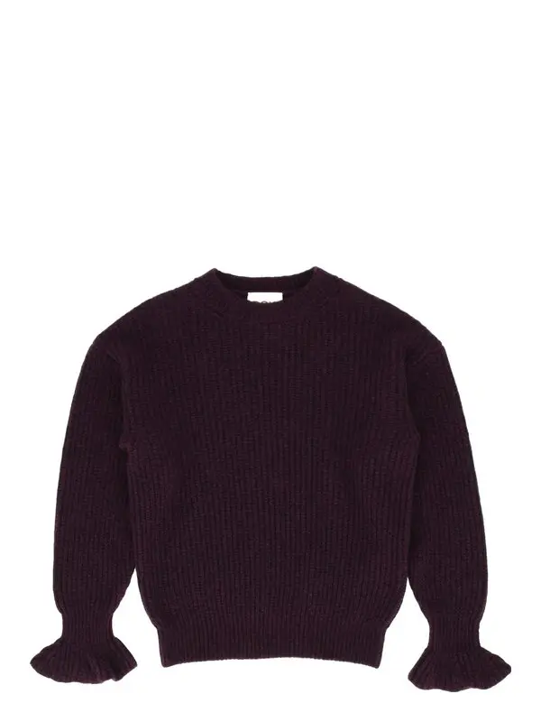 DOUUOD Ruffled-cuff Chunky-knit Sweater - Purple