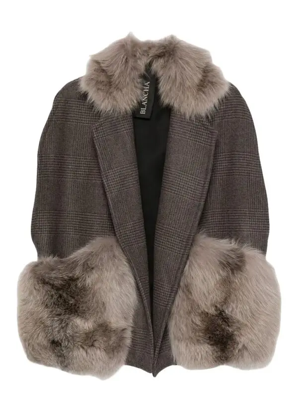 BLANCHA Prince Of Wales Vest With Fur Collar - Cioccolato