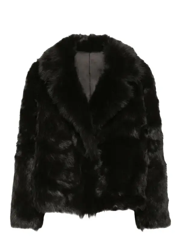 BLANCHA Long Sleeve Fur Jacket - Cioccolato