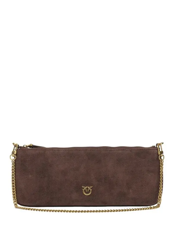 Pinko Zip-top Clutch With Chain Strap - Brown