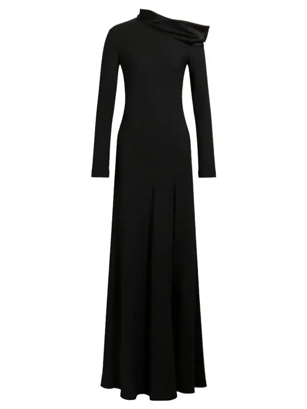 Alberta Ferretti Long-sleeved Off-the-shoulder Evening Dress - Black