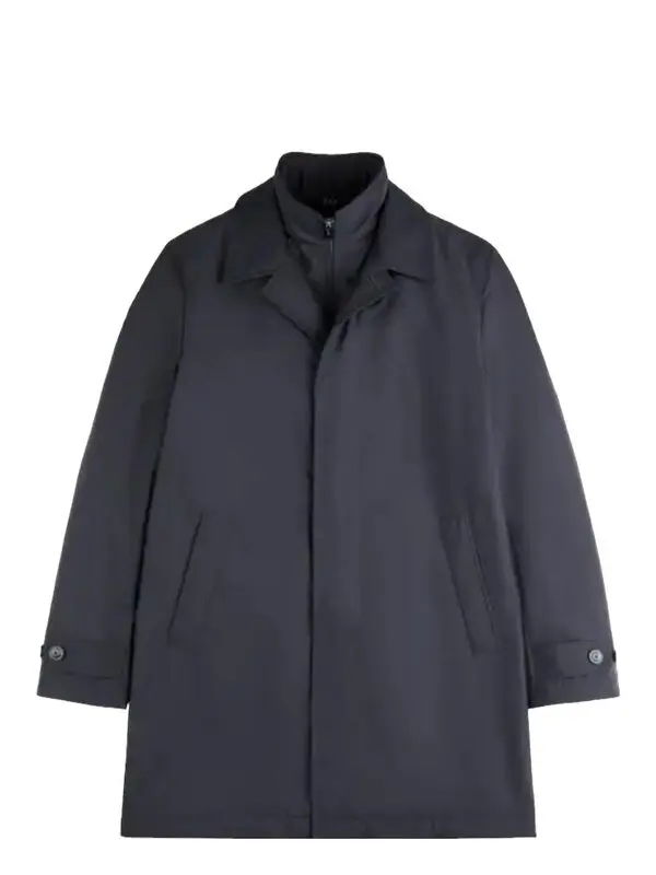 FAY Double-front Coat With Zip And Concealed Button Fastening - Blue