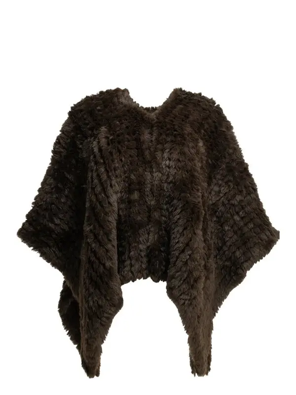 Pinko Shearling Crewneck Poncho - Brown